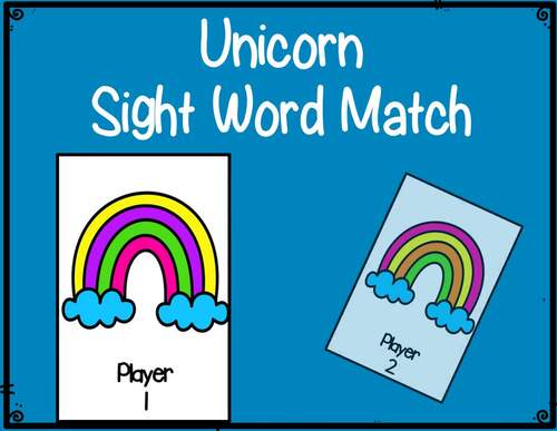 Unicorn Themed Sight Word Match Games by The Teaching Scene by Maureen