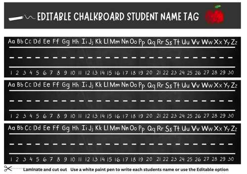 EDITABLE Chalkboard Student Name Labels by The Preppy Para | TPT
