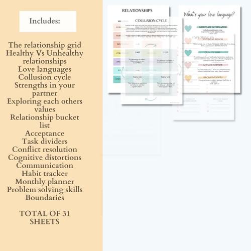 Couples therapy worksheets, healthy relationships, break up, communication