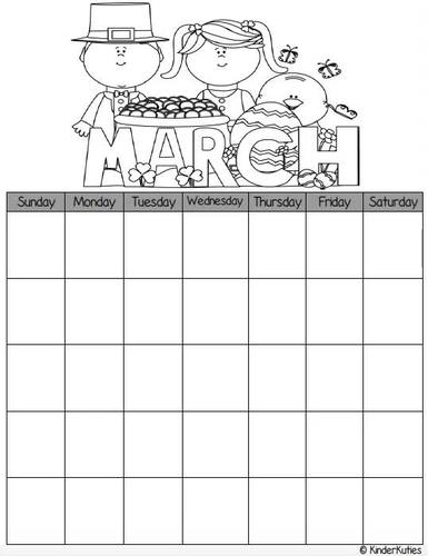 12 Month BLANK Coloring Calendars for Back to School | COLOR AND BLACK LINE