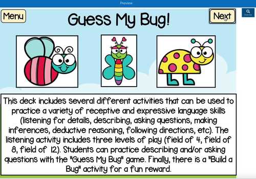 Guess my Bug Boom Cards™ Insects Speech Therapy Language Activity ...