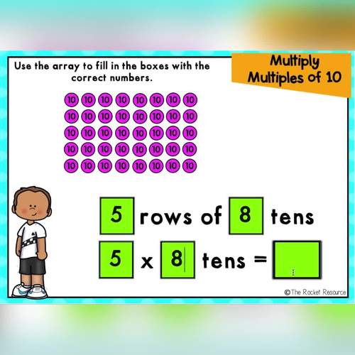 Multiplying by Multiples of 10 BOOM™ Cards 3.NBT.3 by The Rocket Resource