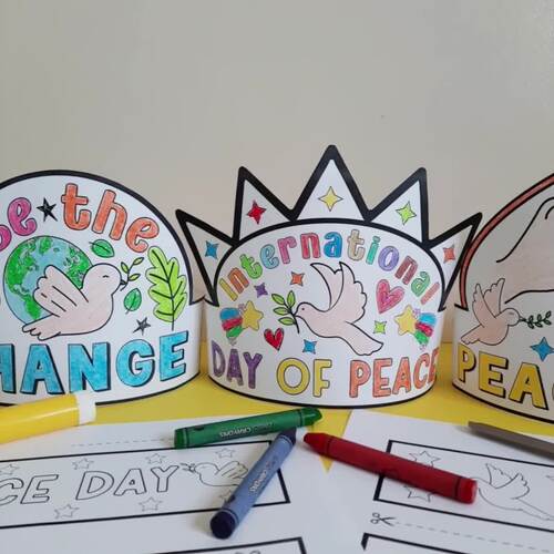 International Day of Peace Hat Crown Craft, Peace Day Coloring Pages ...