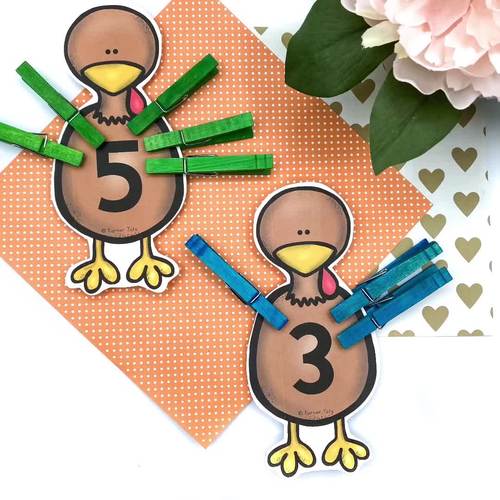 Turkey Feather Counting, Turkey Addition Facts, & Turkey Patterns