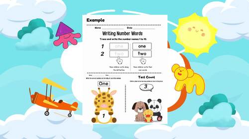 Cute animals & Number Worksheets counting and Writing Numbers 1-10