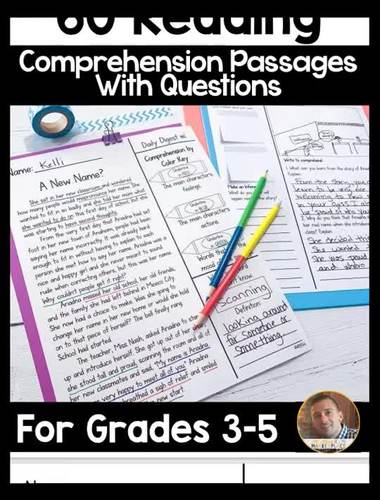 Reading Comprehension Passages and Questions for Grades 3-5 UEDeals3