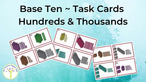Math Base Ten Place Value in Hundreds and Thousands Task Cards and ...