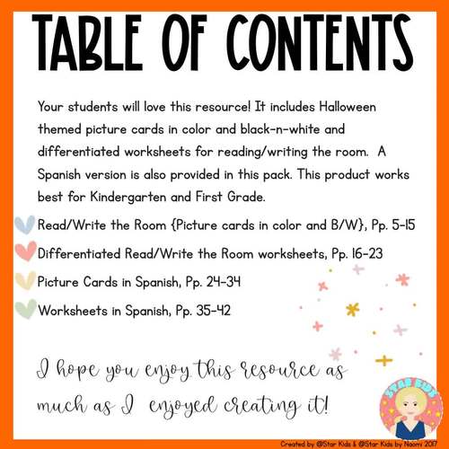 Halloween Write the Room in English and Spanish for K-1 by Star Kids by ...