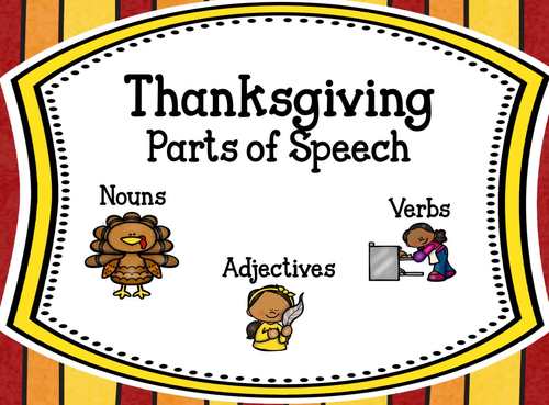 Parts of Speech | Thanksgiving Themed Word Work Center and Worksheets ...