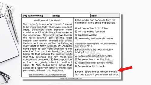 Inference STAAR Daily Reading Comprehension Warm Ups | TpT