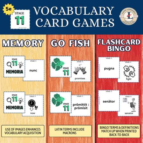 Vocabulary Card Games - CLC Stage 11 (5e) | TPT