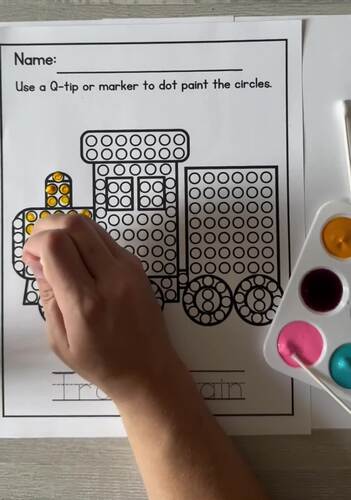 Transportation Q-Tip Painting - Dot Art - Fine Motor Skills - Back To ...