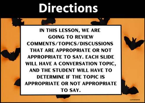 Halloween Appropriate or Not Appropriate Conversation Topics-Boom™ Cards