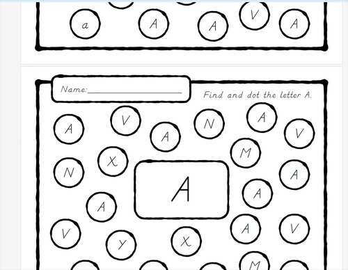 Do a Dot Full Alphabet Activity Set D'Nealian by Bright Start Printables