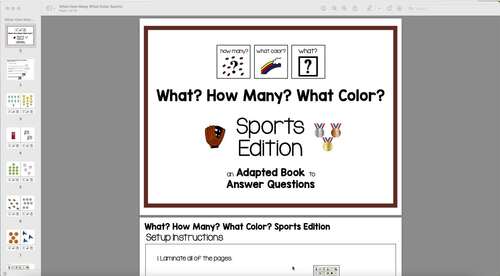 How Many? What Color? What? Adapted Book {SPORTS} by The Autism Helper