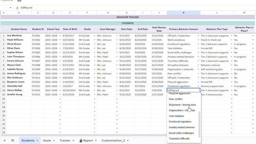 Behavior Data Tracker Google Sheets Daily IEP Goal Progress Monitor