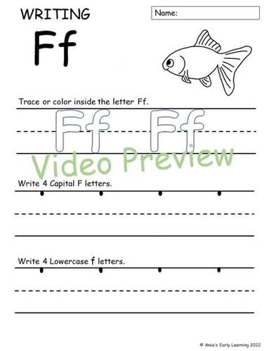 Alphabet Letter F Tracing Writing Recognition Worksheets Printable or ...