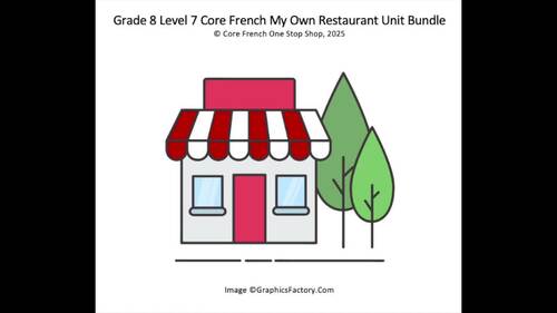 Core French Grade 8 (SK Level 7) My Own Restaurant Unit Bundle | TPT