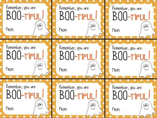 Printable Cute Halloween Gift Tag (You are BOO-tiful--beautiful)