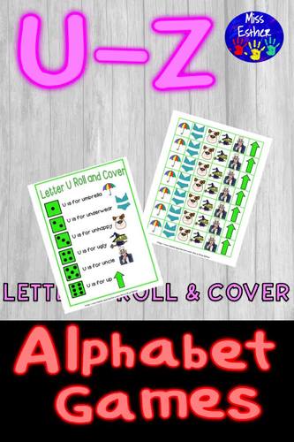 U to Z Initial Sounds - Six Different Alphabet Games by Miss Esther