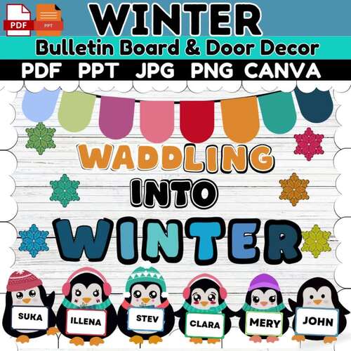 Waddling Into Winter Penguin Bulletin Board | Winter Classroom Decor ...