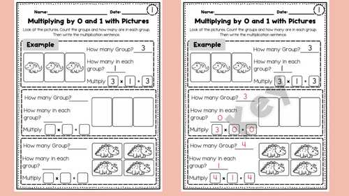 Multiplying by 1 and Zero: Math Worksheets for 2nd and 3rd Grade Students