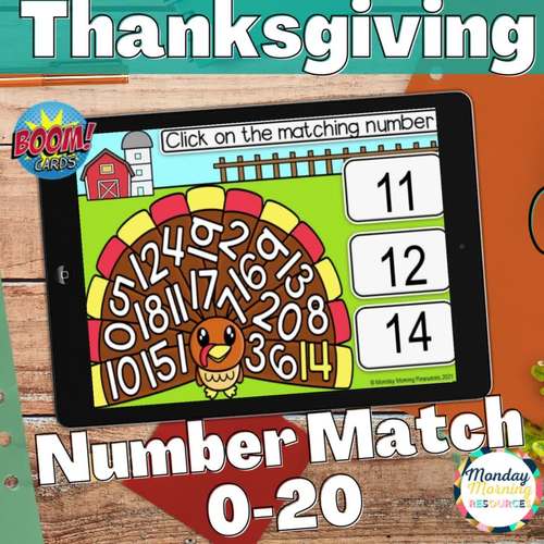 Thanksgiving Math Number Recognition 0-20 - Turkey Boom Cards™ for ...
