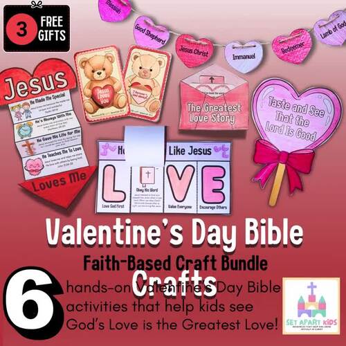 Christian Valentine's Day Bible Crafts for Kids BUNDLE | Sunday School ...
