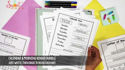 Kindergarten Morning Work Binder with Calendar Time Binder Bundle