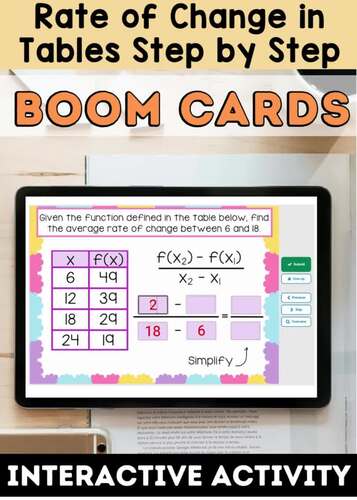 Rate of Change from Tables Boom Cards™ | Step-by-Step Guided Practice