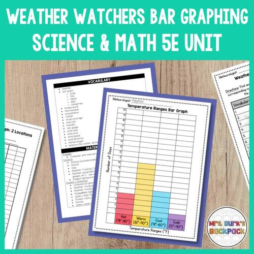 Weather Watchers! Science & Math Weather Bar Graphing 5E Unit | TPT