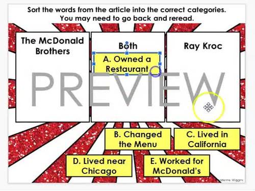 McDonald's NF TEI Practice (Google Classroom & PDF) Distance Learning