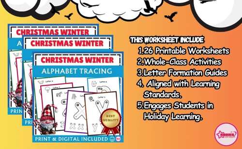 PRESCHOOL PPE K CHRISTMAS WINTER ALPHABET TRACING WORSHEET | TPT