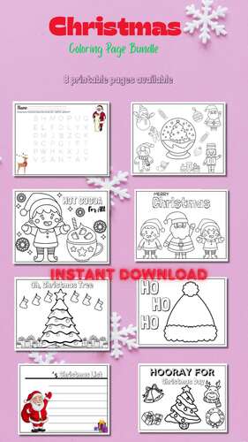 Christmas Coloring Page Bundle by Tres Abundance | TPT