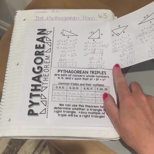 Algebra 1 - The Pythagorean Theorem Interactive Notebook Foldable