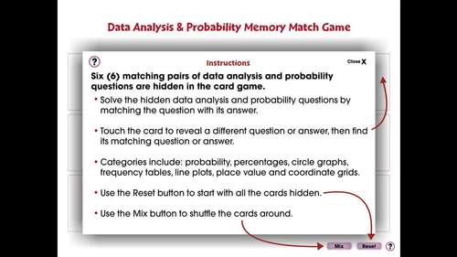Data Analysis & Probability: Memory Match Game - PC Gr. 3-5 by CCP ...