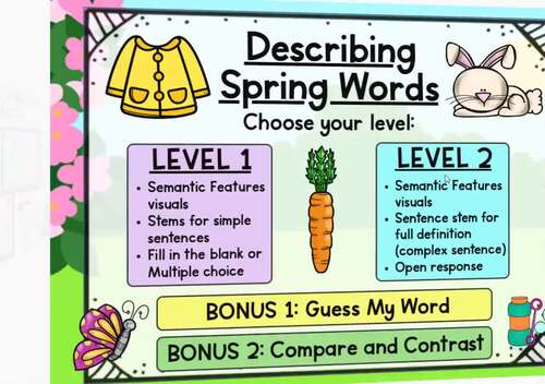 Describing With Semantic Features | Spring Words | Boom™ Cards | TPT