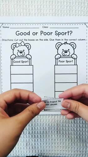 Developing Sportsmanship: Good or Poor Sport? – Cut and Paste Sorting ...