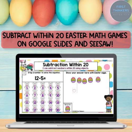 Subtraction Within 20 Digital Easter Math Games Google Slides Seesaw ...