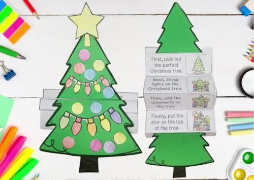 How to decorate a Christmas Tree Craft | Christmas Sequence Writing ...