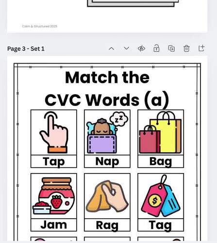 CVC Words File Folders Level 1: Match Pictures (Short Vowels A, E, I, O, U)