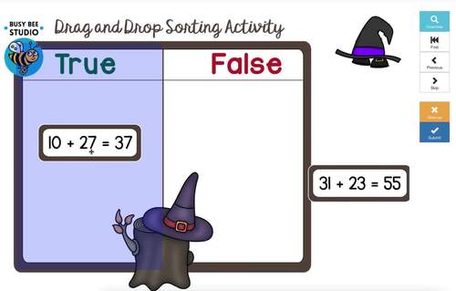 Halloween 2 digit Addition No Regrouping Sorting Boom Cards Game