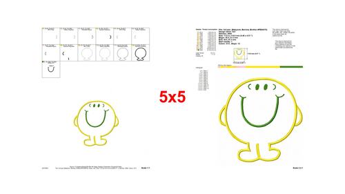 Mr Men Mr Happy Applique Embroidery Design - Instant Download by Aneta H