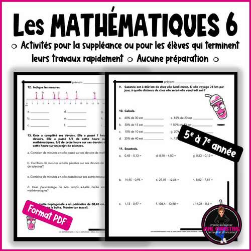 Les mathématiques 6 I Pour la suppléance I French Math Activities