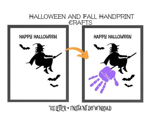 Halloween and Fall Handprint Craft, Fall and Halloween Handprint Art ...