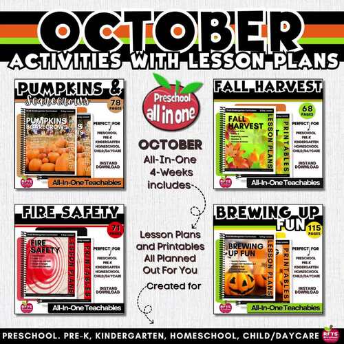 OCTOBER Preschool PreK Curriculum Lesson Plan 4-WEEKS BUNDLE S1 | TPT