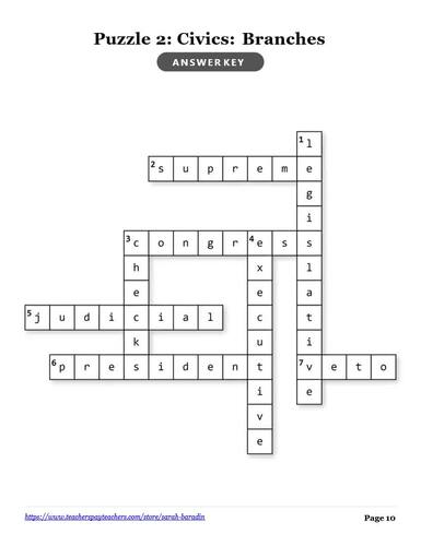 The Constitution & Bill of Rights US History Civics Crossword Puzzle ...