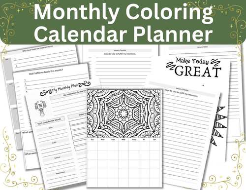 Monthly Coloring Planner – Goal Setting, Monthly Reflections & Coloring ...