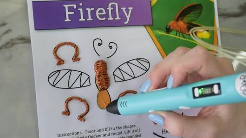 3d Pen STEM Firefly PATTERN tutorial template by Top Teaching Tidbits