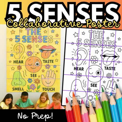 Five Senses Kindergarten Collaborative Poster | Five Senses Graphic ...